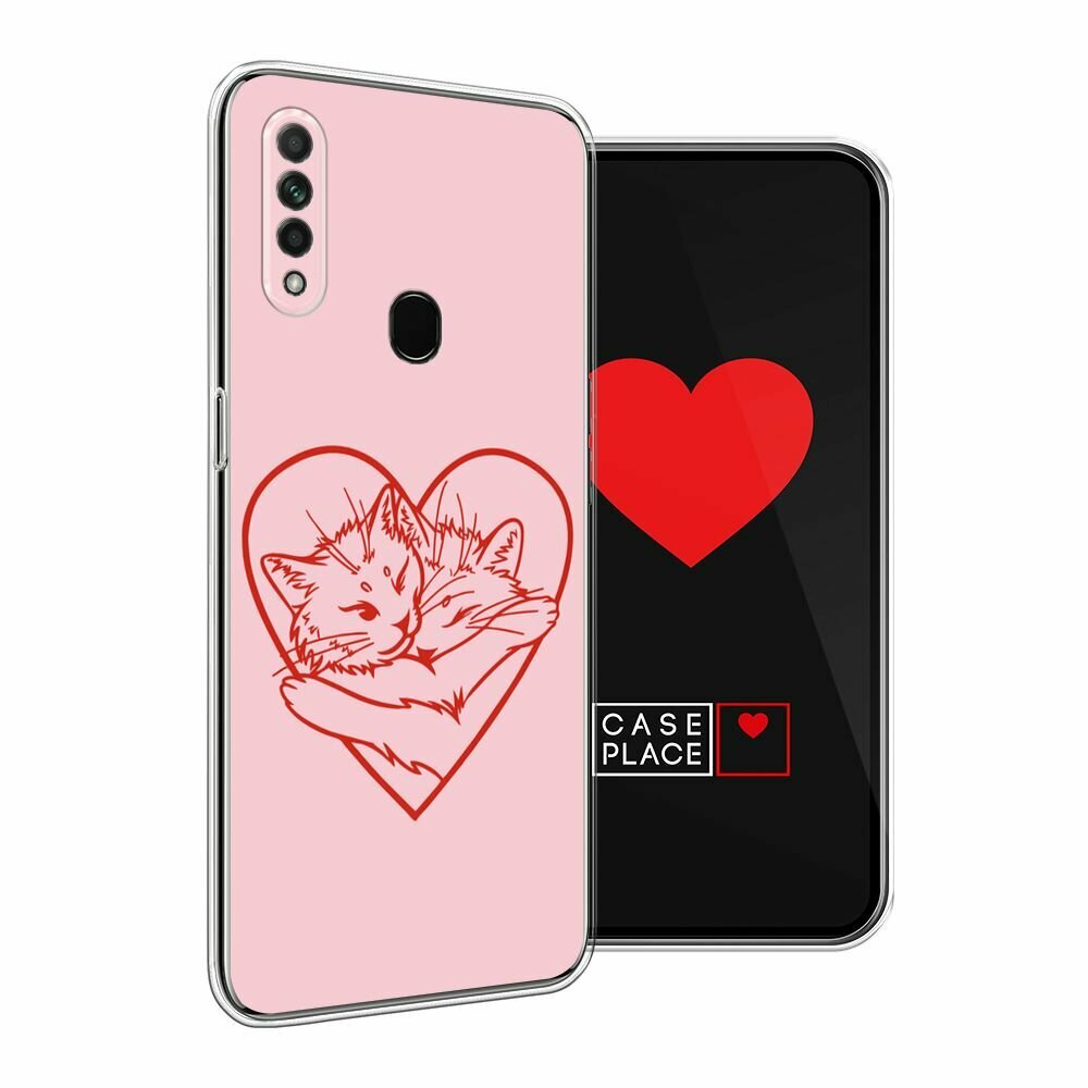 Чехол на Oppo A31 / Оппо А31 с принтом "Влюблённые котики рисунок 1 - 14 февраля" — фото 1