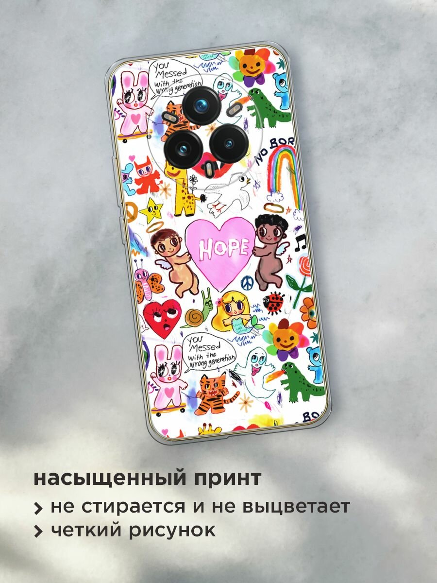 Чехол на Realme 14 Pro+ / Реалми 14 Про+ с принтом "Милые рисунки" — фото 1