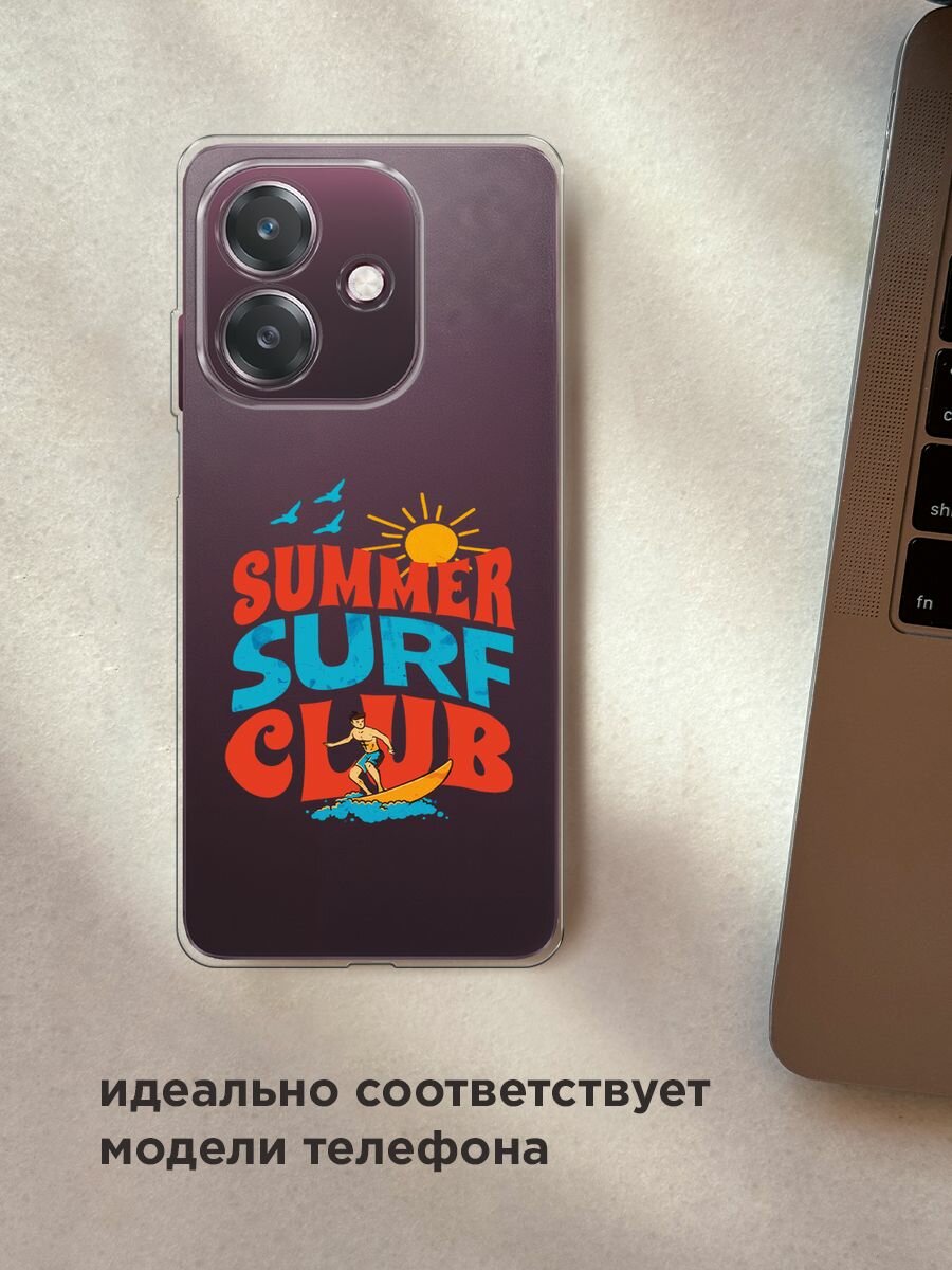 Чехол на Oppo A3/A3x / Оппо А3/A3x с принтом "Summer surf club", прозрачный — фото 1