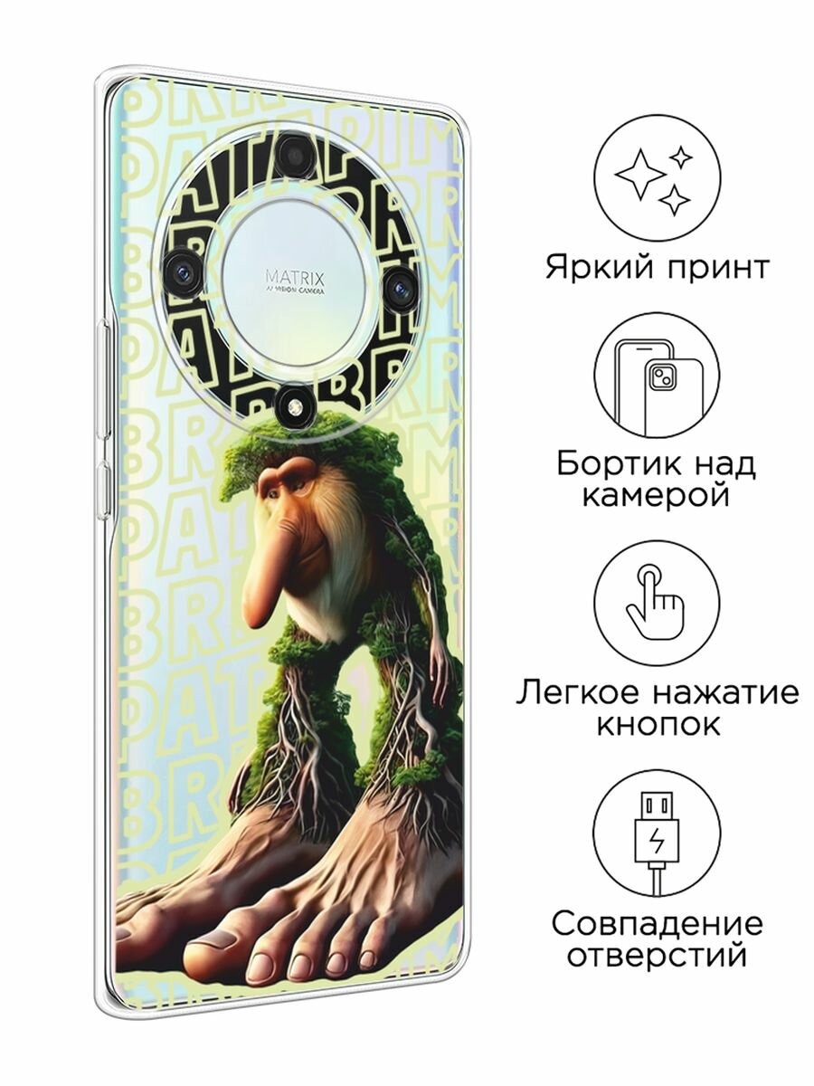 Чехол на Honor X9A / Хонор X9A с принтом "Брр брр патапим 2", прозрачный — фото 1