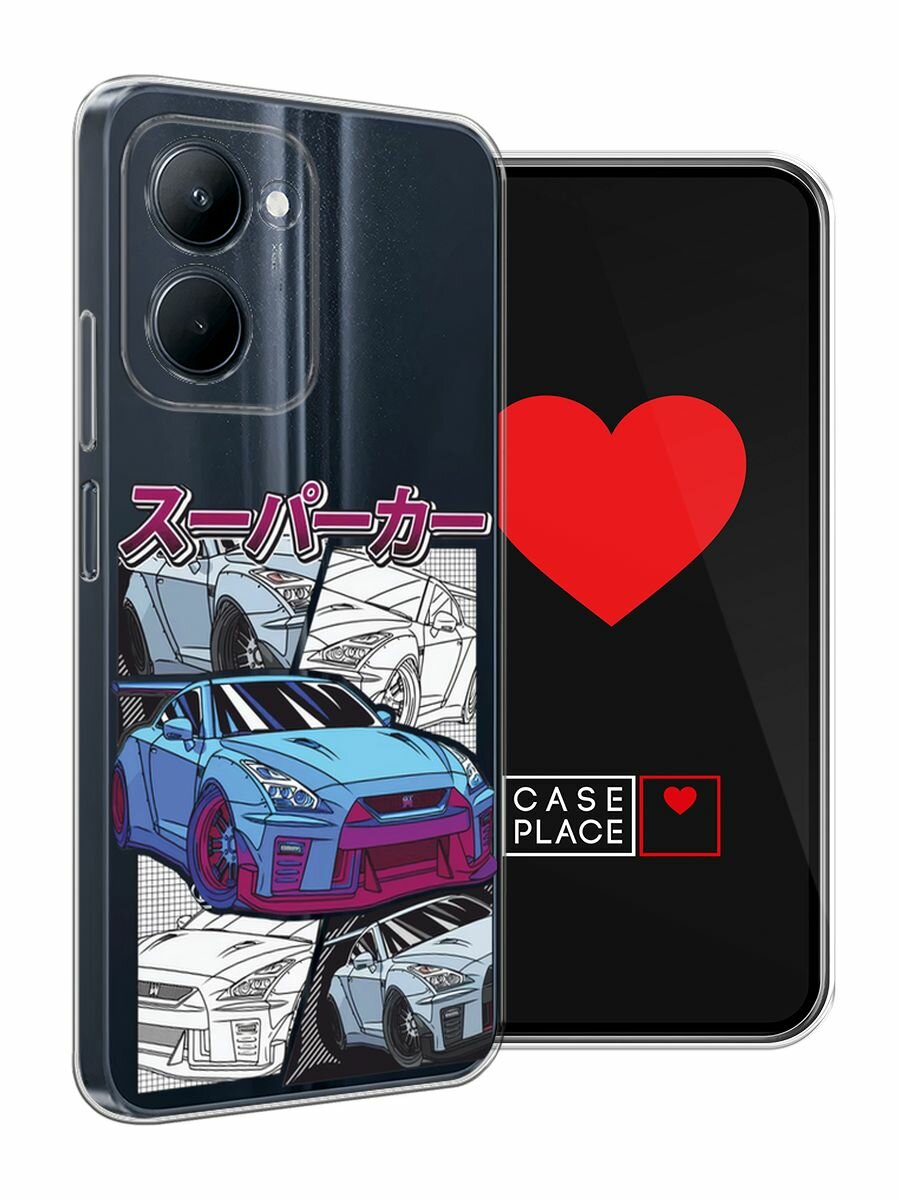 Чехол на Realme C33 / Реалми С33 с принтом "JDM коллаж", прозрачный — фото 1