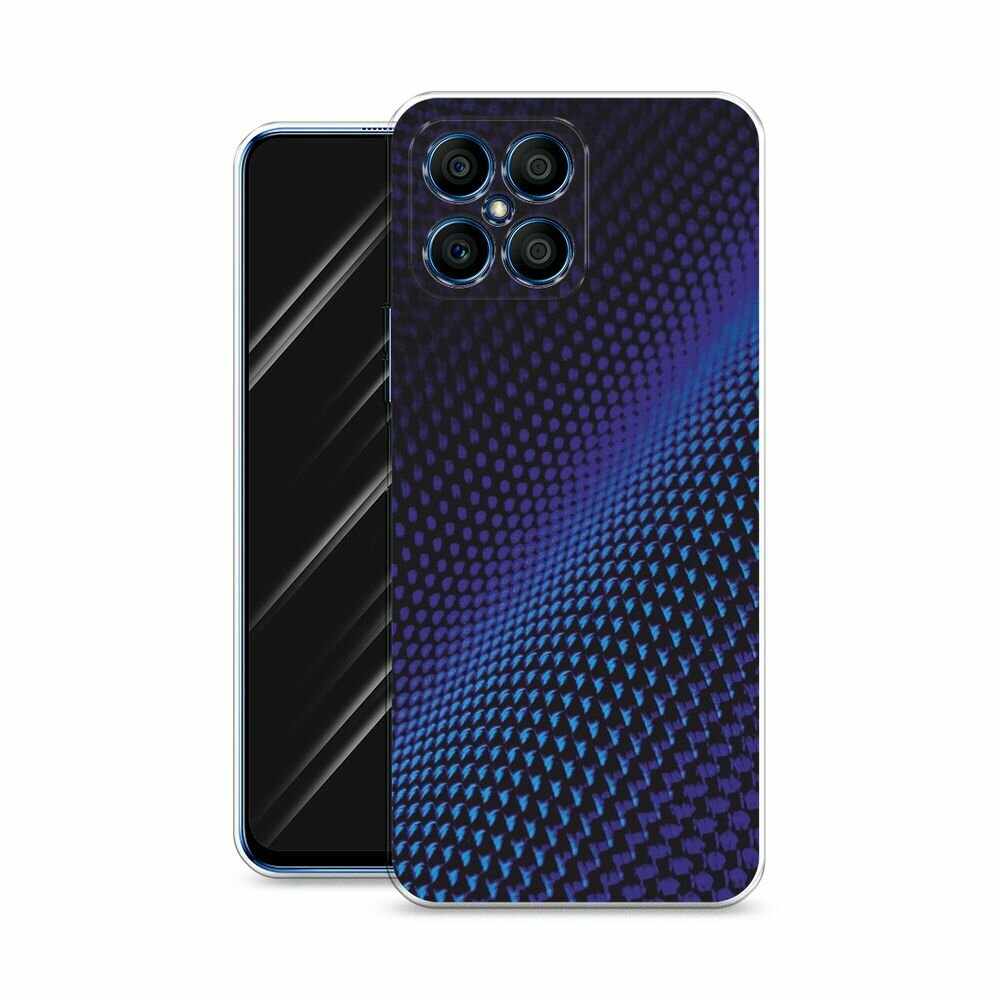 Силиконовый чехол на Honor X8 / Хуавей X8 с принтом "Синий карбон" — фото 1