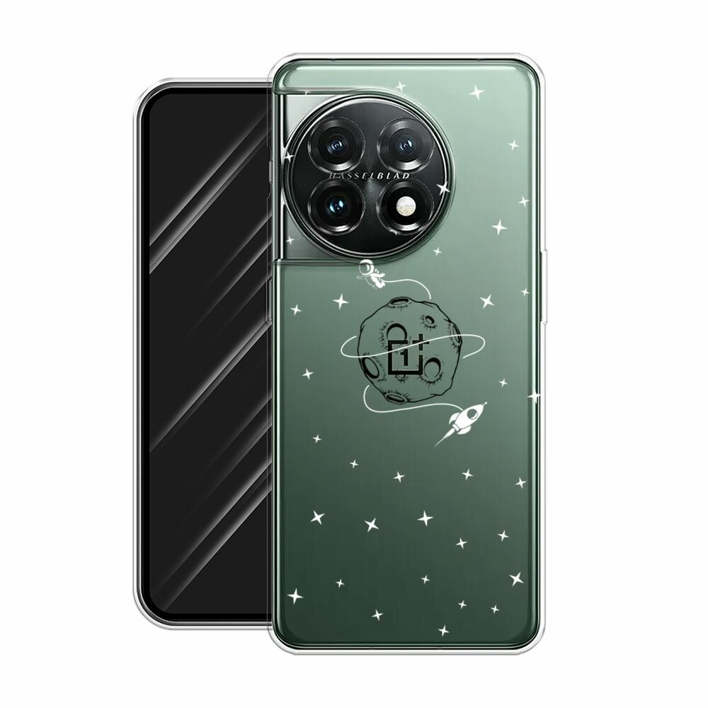 Чехол на OnePlus 11 / Ван Плас 11 с принтом "Полет вокруг луны", прозрачный — фото 1