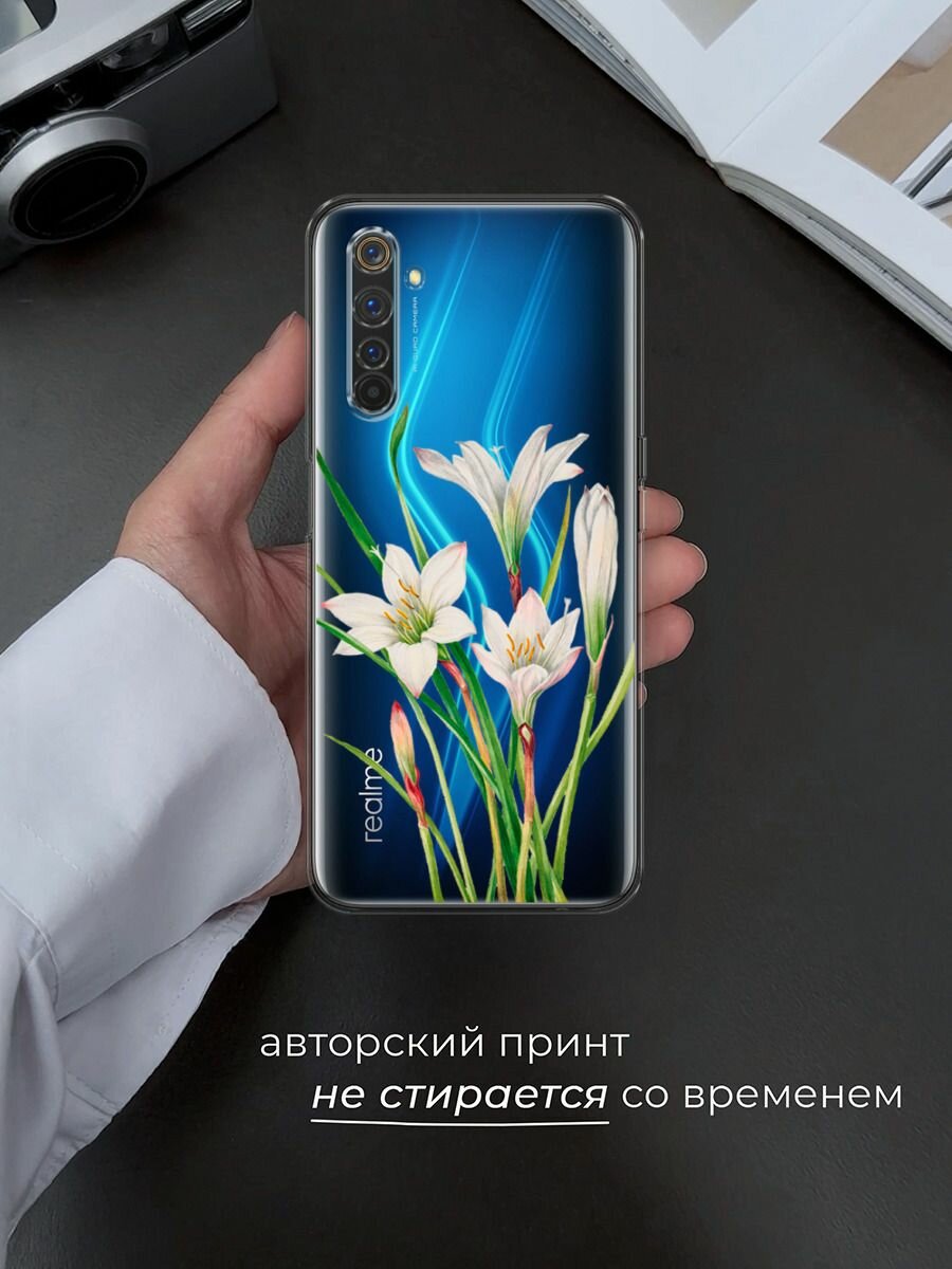 Чехол на Realme 6 Pro / Реалми 6 Про с принтом "White lily", прозрачный — фото 1