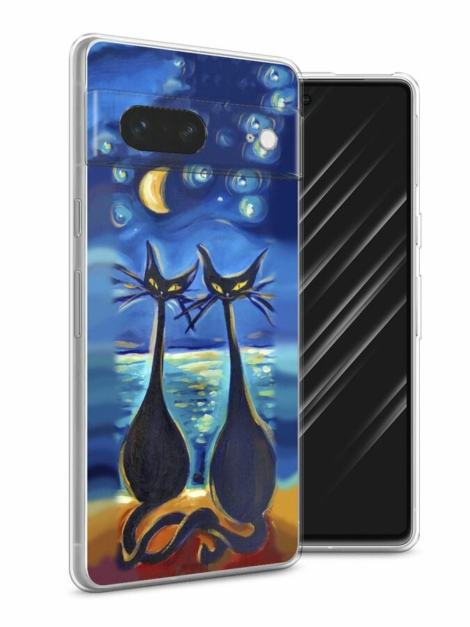 Чехол на Google Pixel 7 / Гугл Пиксель 7 с принтом "Влюбленные котики 7"