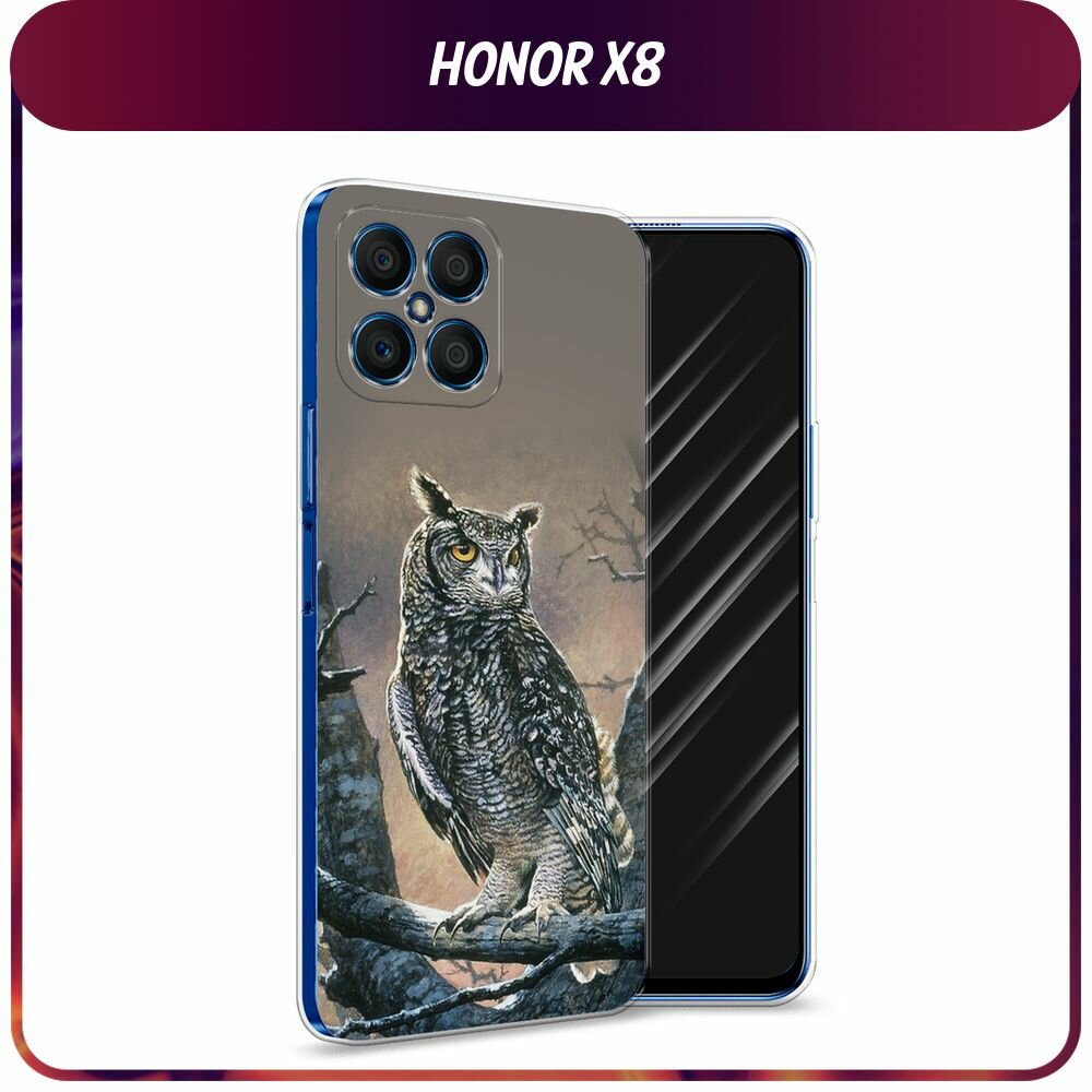 Силиконовый чехол на Honor X8 / Хуавей X8 с принтом "Сова арт 5"