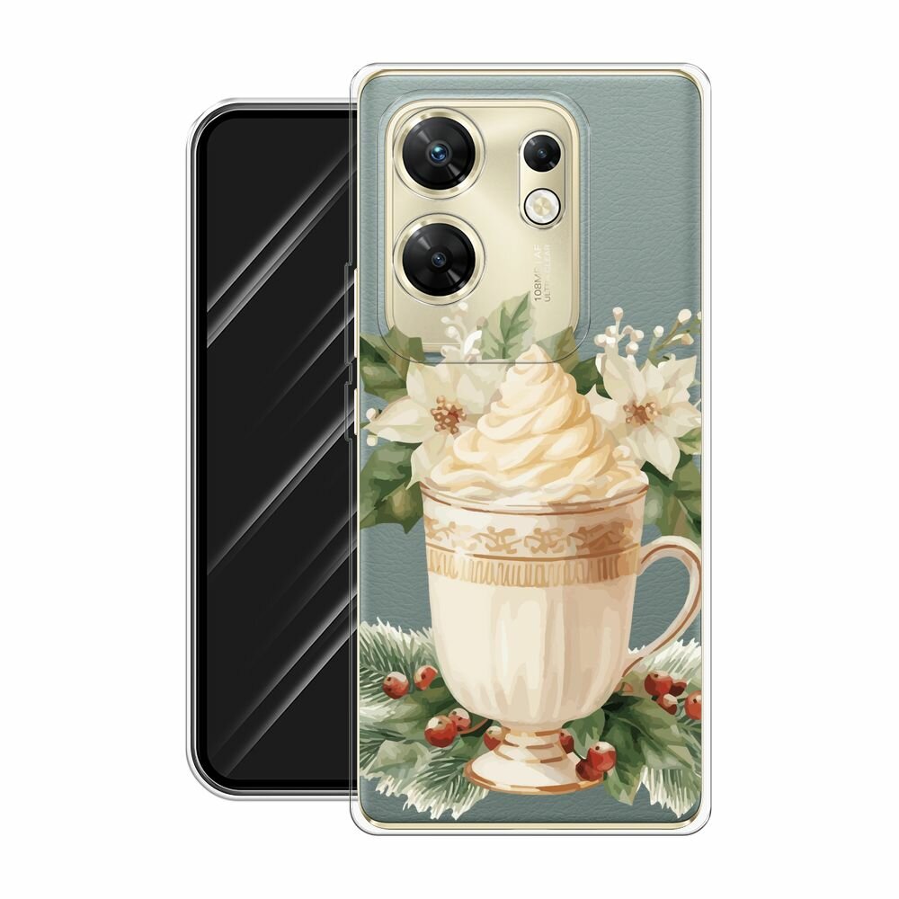 Чехол на Infinix Zero 30 4G / Инфиникс Зеро 30 4G с принтом Кофе в чашке, прозрачный — фото 1