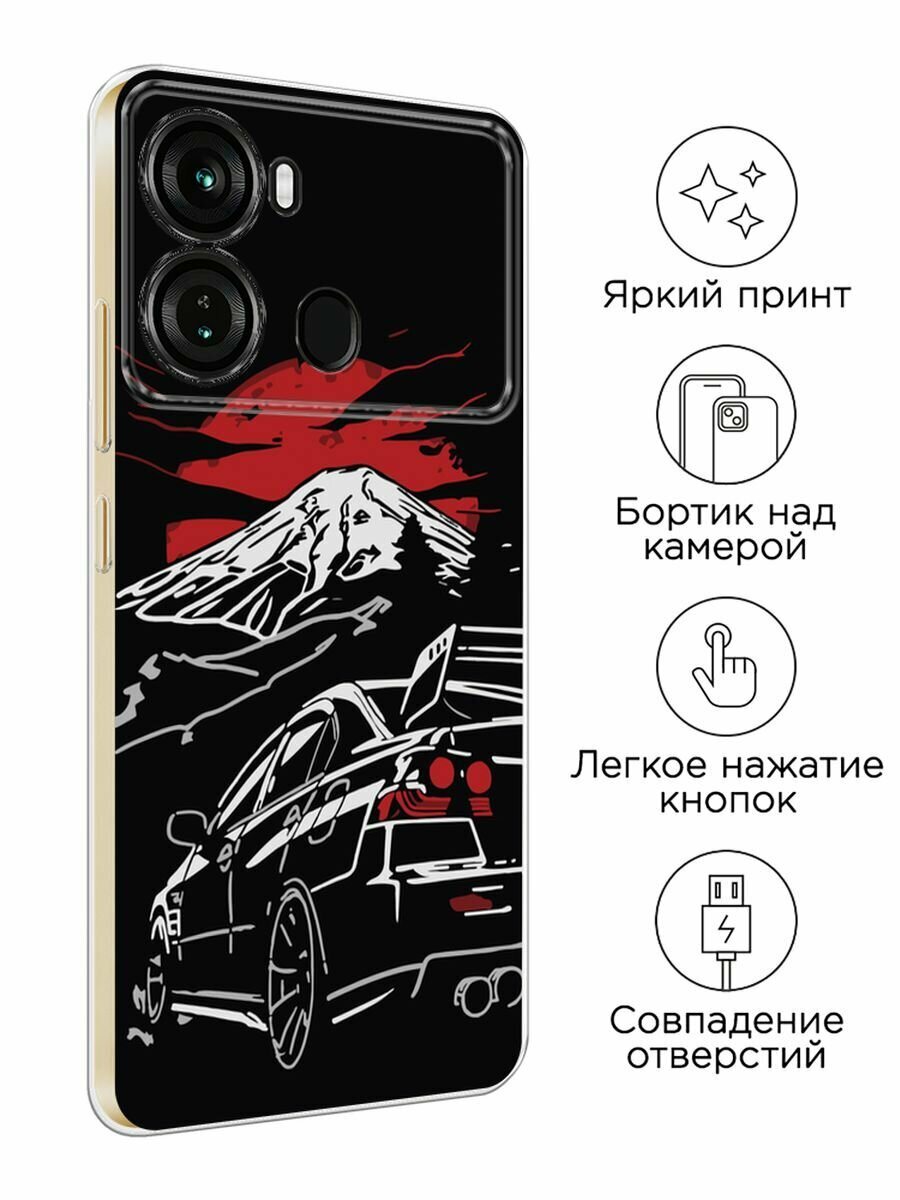 Силиконовый чехол на Itel P40 / Ител P40 с принтом "Машина в горах JDM" — фото 1