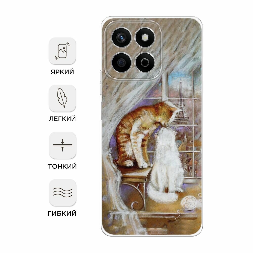 Чехол на Honor X7c / Хонор X7c с принтом "Влюбленные котики 1" — фото 1