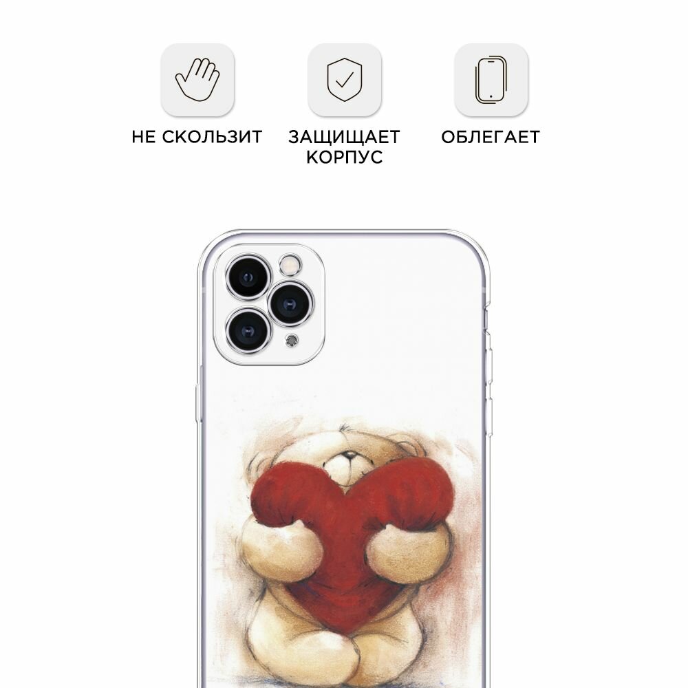 Чехол на Apple iPhone 11 Pro Max / Айфон 11 Про Макс с принтом "Мишка с сердцем 1" — фото 1