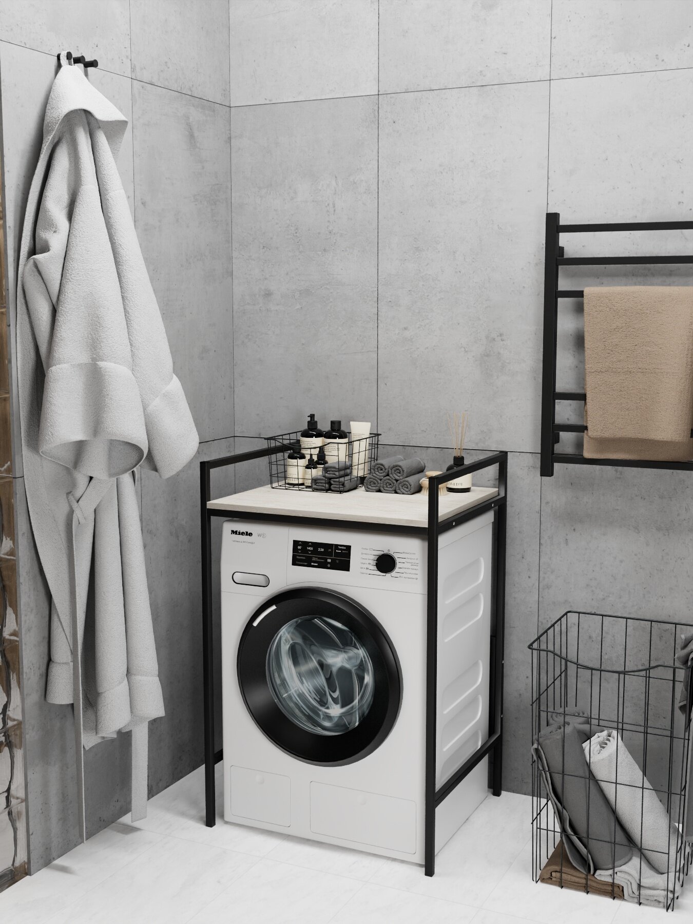 Стеллаж IamLoft для стиральной машинки, ЛДСП, цвет дуб молочный, 100x66x55 см