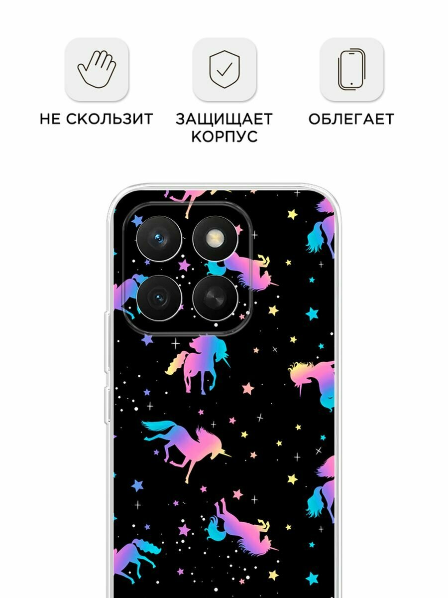 Чехол на Honor X8c / Хонор X8c с принтом "Единороги градиент" — фото 1