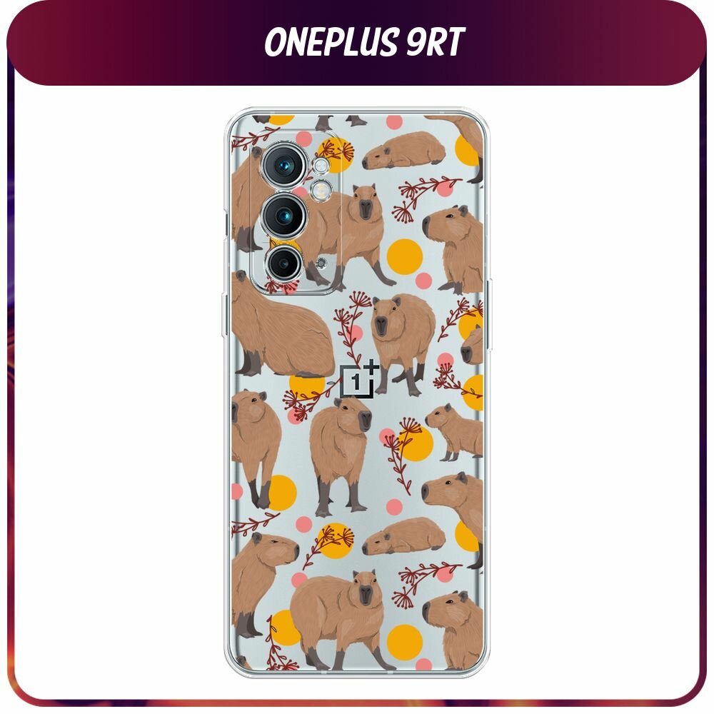 Чехол на OnePlus 9RT / ВанПлас 9RT с принтом "Капибара паттерн", прозрачный