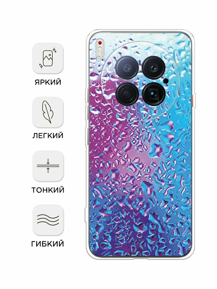 Чехол на Tecno Camon 40 Premier / Текно Камон 40 Премьер с принтом "Капли на стекле" — фото 1