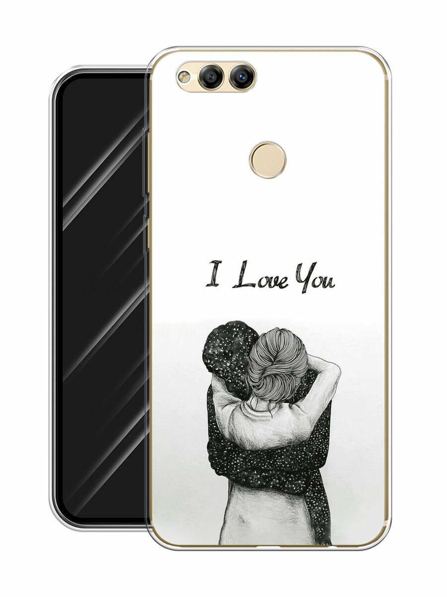 Силиконовый чехол на Honor 7X / Хонор 7Х с принтом I love you 1 — фото 1