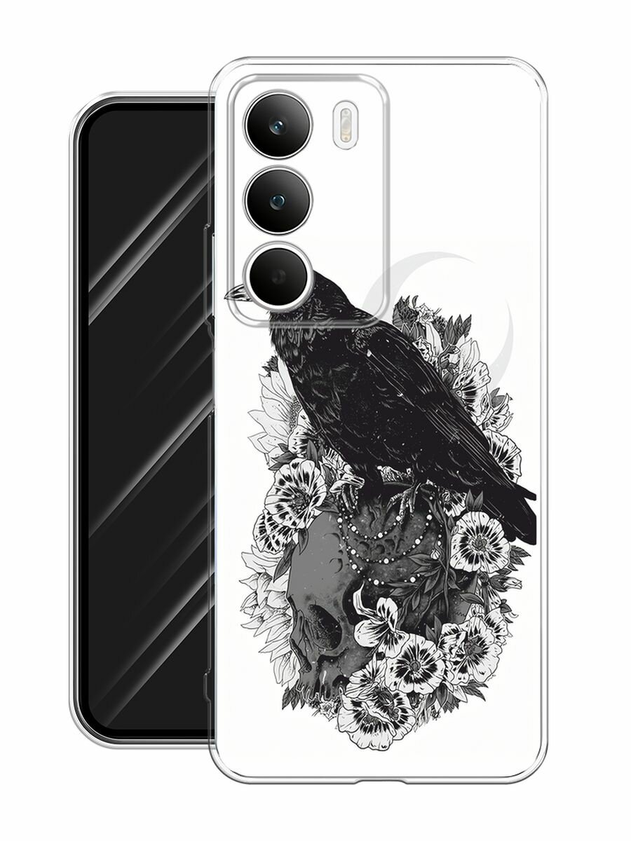 Чехол на Realme C71/P3 Lite 4G / Реалми С71/P3 Лайт 4G с принтом "Череп и ворона 1" — фото 1