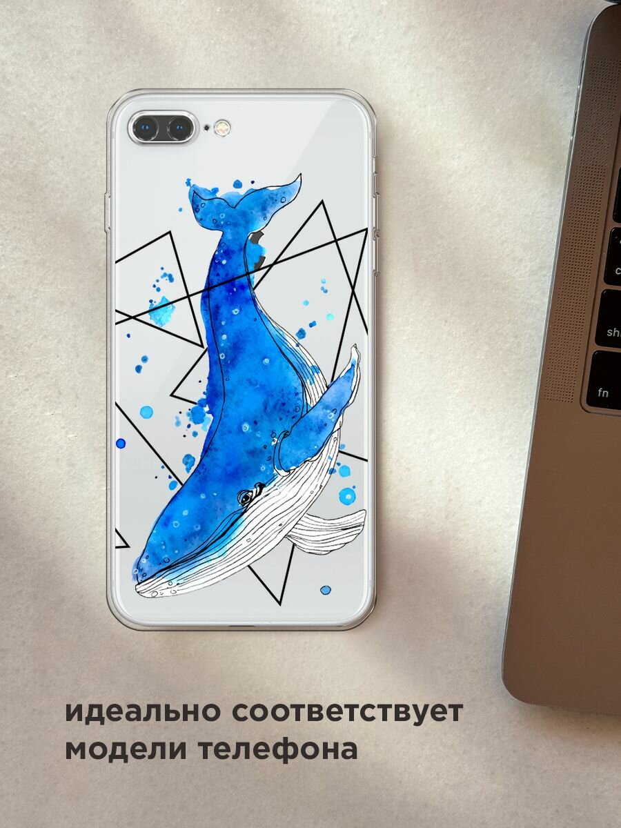 Чехол на Apple iPhone 7 Plus / Айфон 7 Плюс с принтом "Кит графика", прозрачный — фото 1