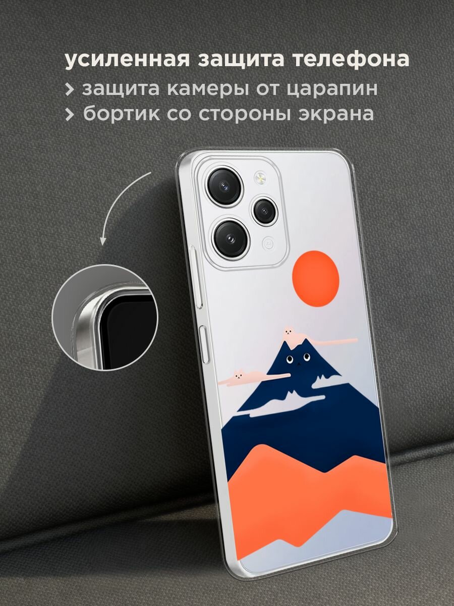 Чехол на Xiaomi Redmi 12 / Сяоми Редми 12 с принтом "Кот-гора", прозрачный — фото 1