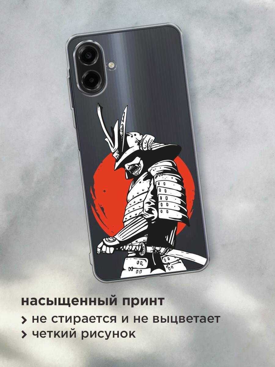 Чехол на Samsung Galaxy A07 / Самсунг А07 с принтом "Самурай с катаной", прозрачный — фото 1