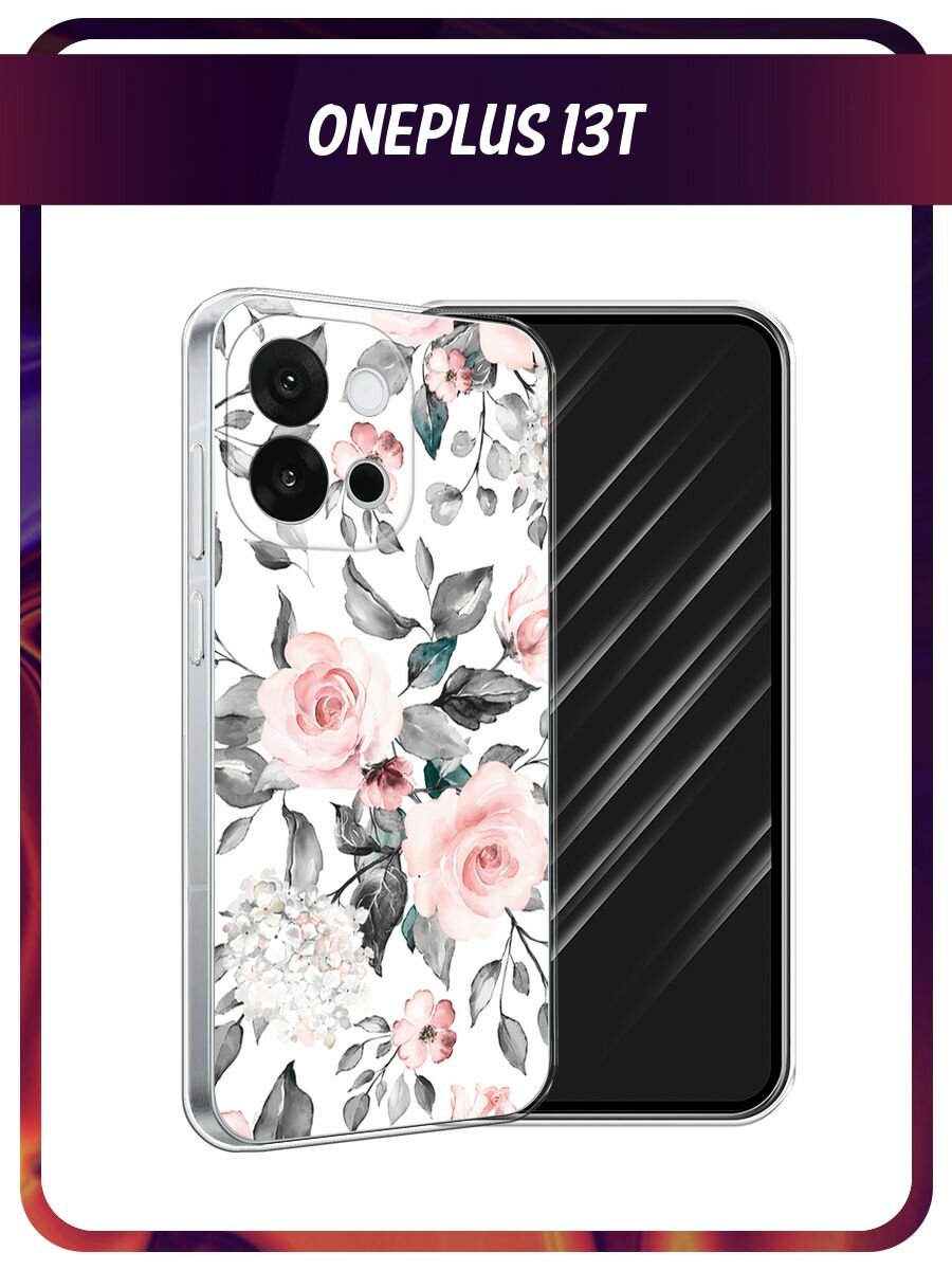 Чехол на OnePlus 13T / Ван Плас 13Т с принтом "Розы на белом"