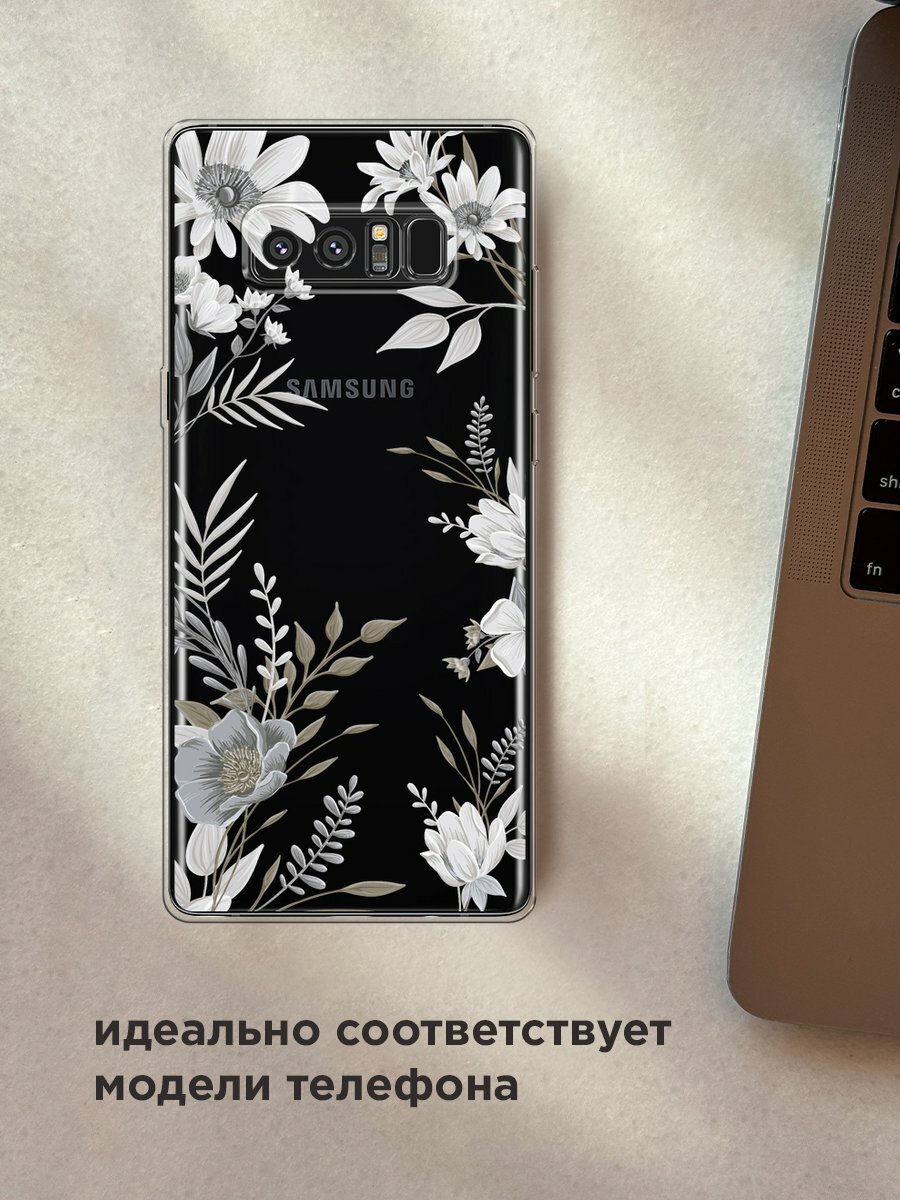 Чехол на Samsung Galaxy Note 8 / Самсунг Галакси Нот 8 с принтом "Цветы сепия 3" — фото 1