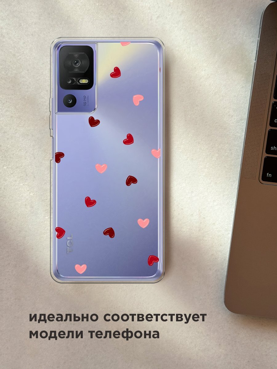Чехол на TCL 40 SE / ТСЛ 40 SE с принтом "Бордовые сердечки 2" — фото 1