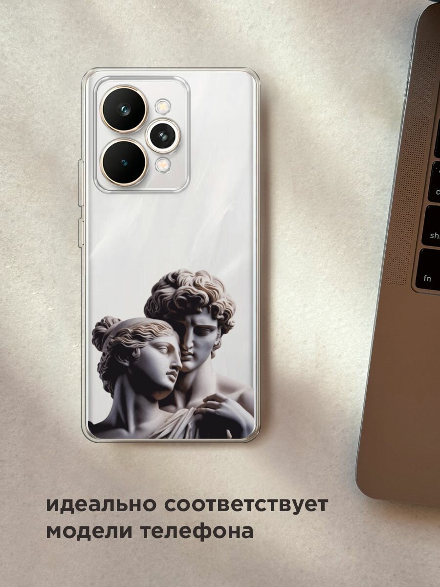 Чехол на Realme 15 Pro / Реалми 15 Про с принтом "Нежные скульптуры - 14 февраля", прозрачный — фото 1