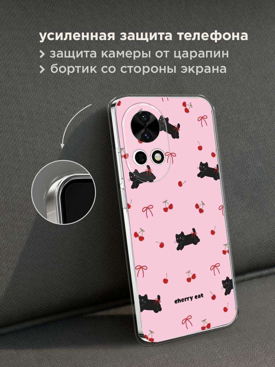 Чехол на Huawei Nova 12/Nova13 / Хуавей Нова 12/Нова 13 с принтом "Cherry cat" — фото 1