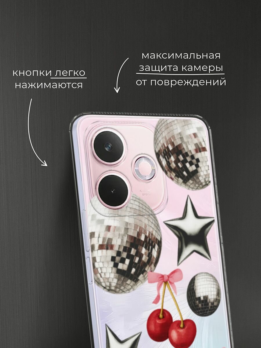Чехол на Oppo A5 Pro / Оппо А5 Про с принтом "Стильная подборка", прозрачный — фото 1
