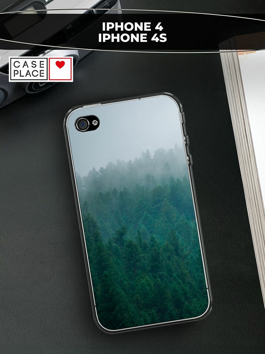 Чехол на Apple iPhone 4/4S / Айфон 4/4S с принтом "Лес в облаках"