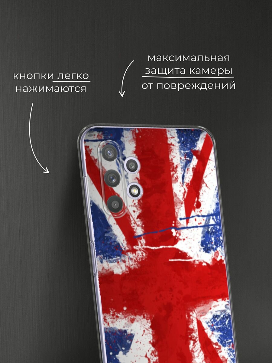 Чехол на Samsung Galaxy A32 / Самсунг Галакси А32 с принтом "Флаг Великобритании 2" — фото 1
