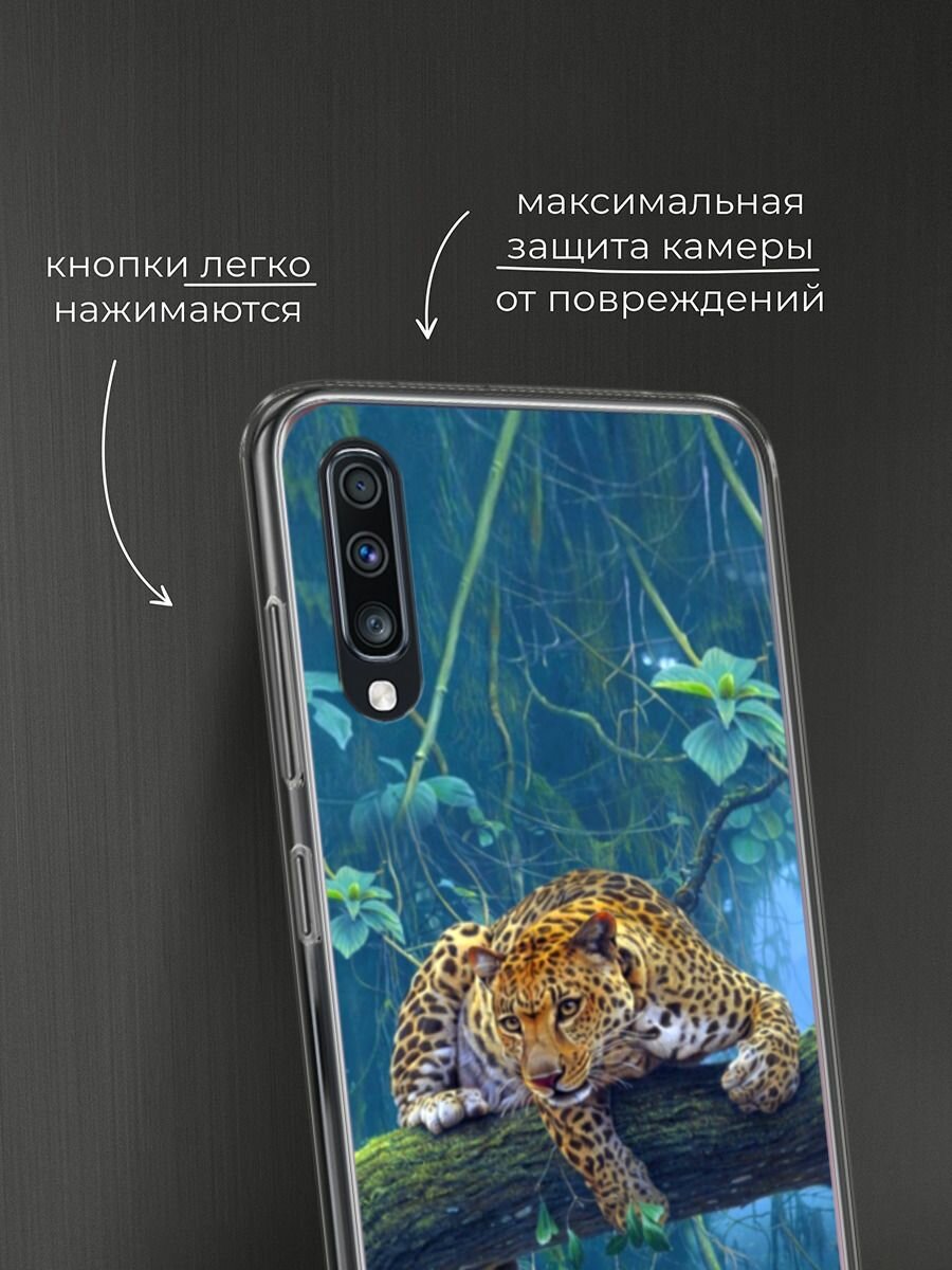 Чехол на Samsung Galaxy A70 / Самсунг Галакси А70 с принтом "Леопард охотник" — фото 1