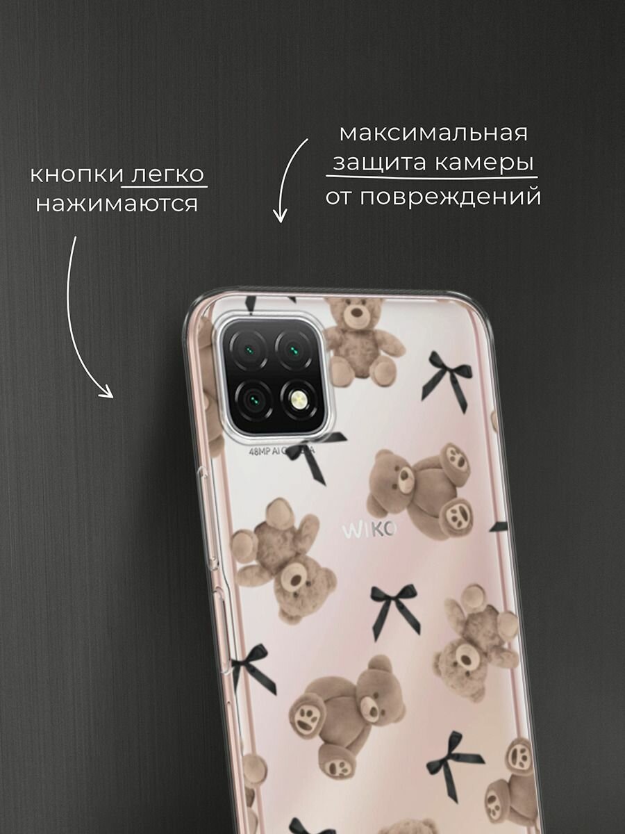 Чехол на Wiko T3 / Вико Т3 с принтом "Плюшовые мишки 2", прозрачный — фото 1