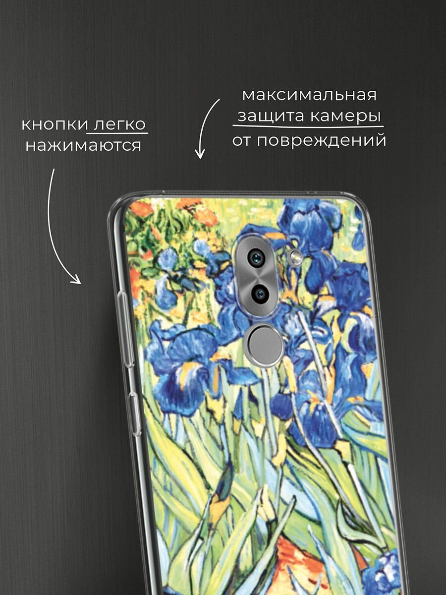 Силиконовый чехол на Honor 6X / Хонор 6Х с принтом "Ирисы Ван Гог" — фото 1