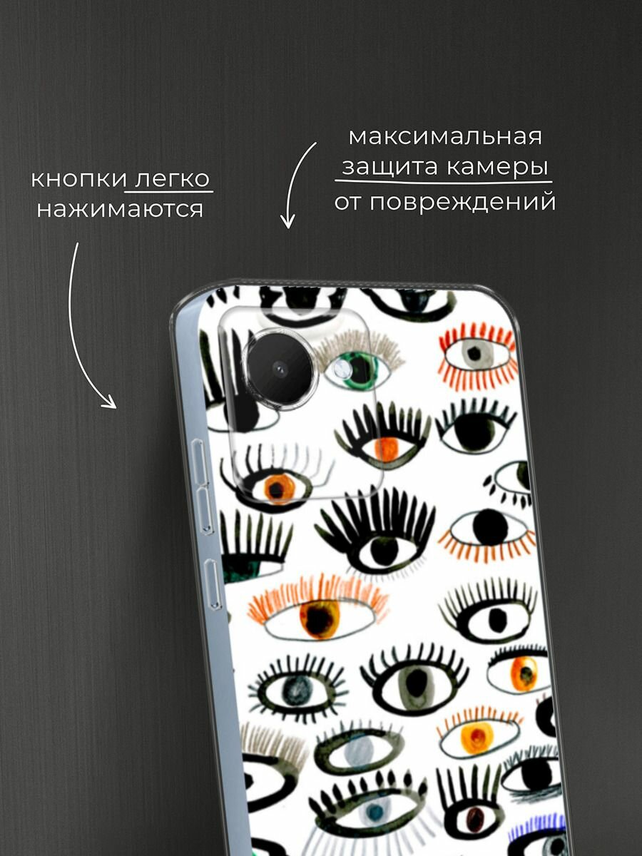 Силиконовый чехол на Realme C30 / Реалми C30 с принтом "Глаза акварель" — фото 1