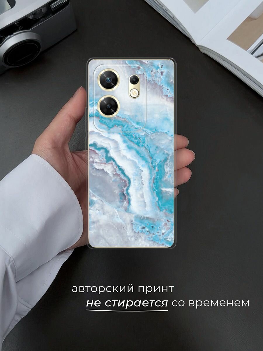 Чехол на Infinix Zero 30 4G / Инфиникс Зеро 30 4G с принтом "Нежно-голубой мрамор" — фото 1