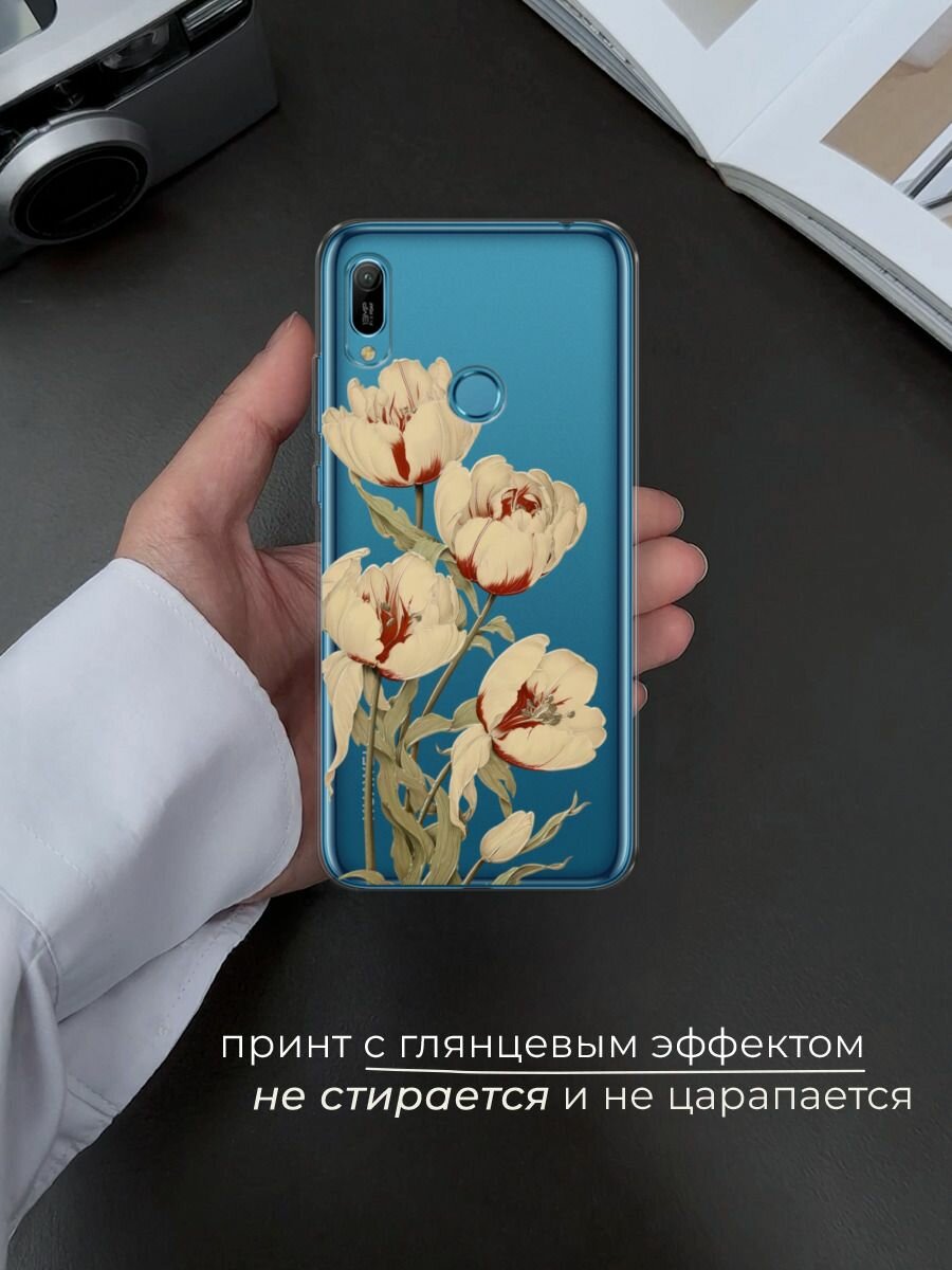 Чехол на Honor 8A/8A Pro/Huawei Y6s/Y6 2019 / Хонор 8А с принтом "Бежевые бутоны" — фото 1
