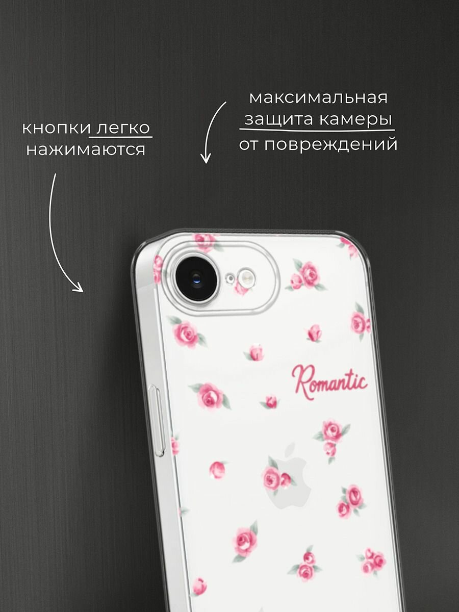 Чехол на Apple iPhone 16e/17e / Айфон 16е/17e с принтом "Romantic 2", прозрачный — фото 1