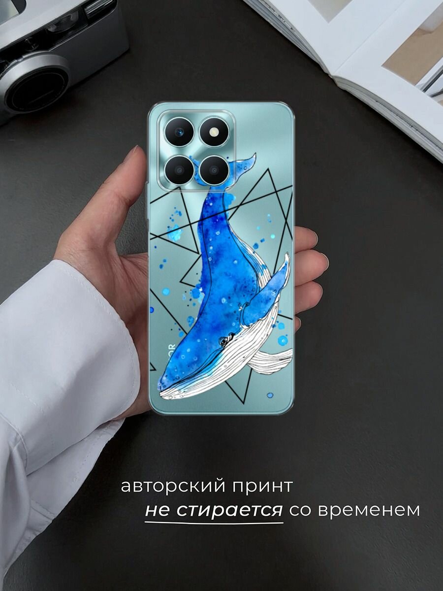Чехол на Honor X6A / Хонор X6A с принтом "Кит графика", прозрачный — фото 1