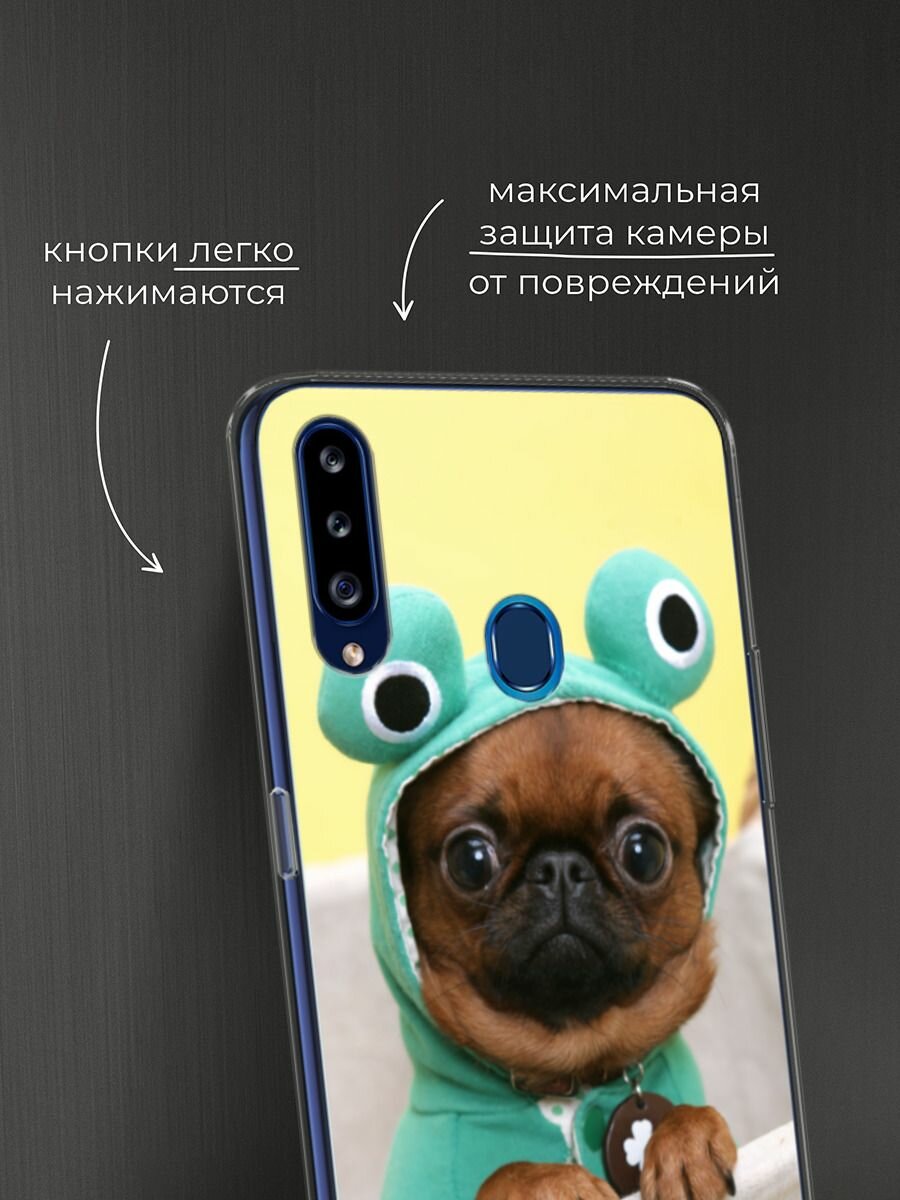 Чехол на Samsung Galaxy A20s / Самсунг Галакси A20s с принтом "Собачка в шапке лягушки" — фото 1