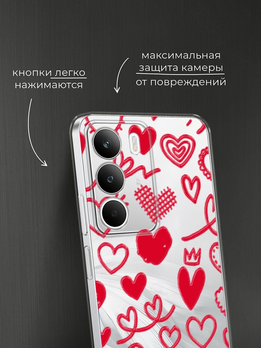 Чехол на Realme C71/P3 Lite 4G / Реалми С71/P3 Лайт 4G с принтом "Разные сердечки" — фото 1