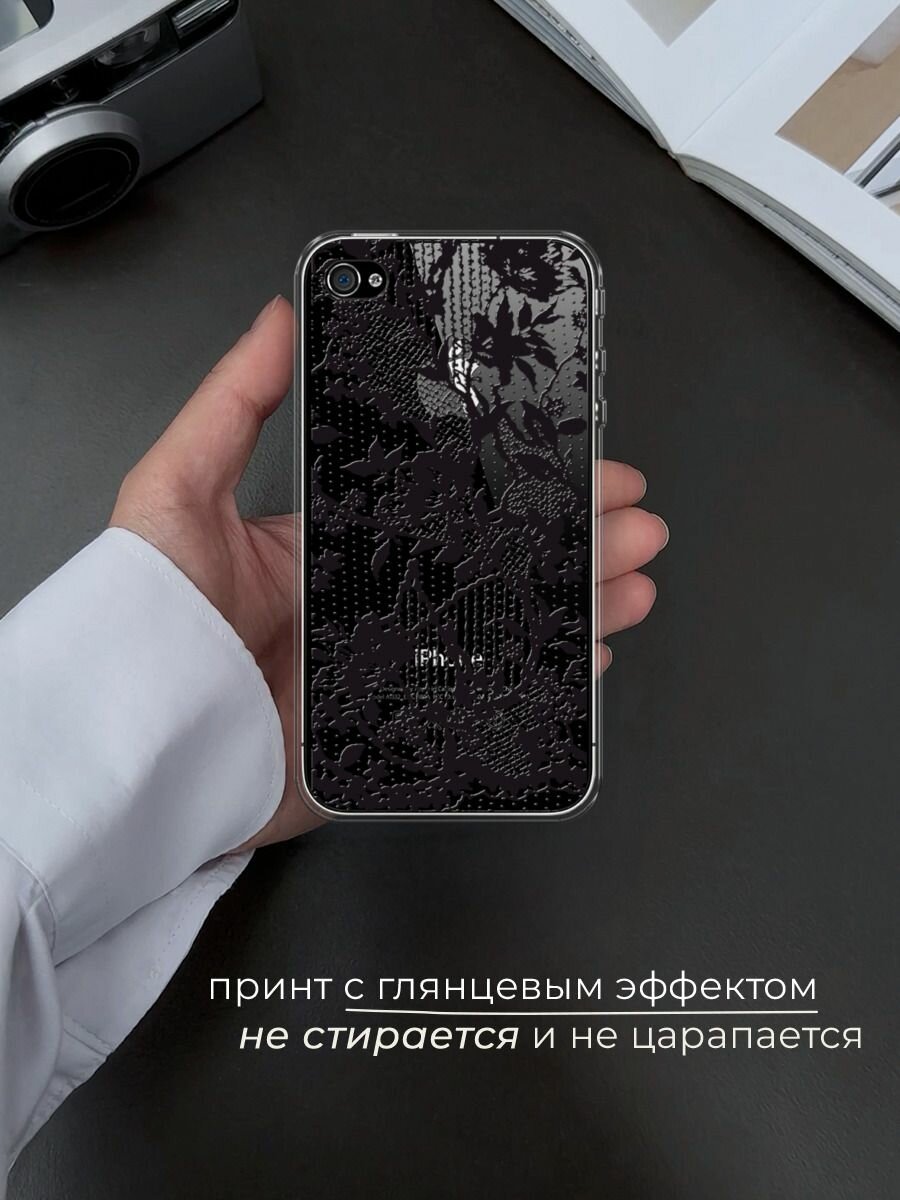 Чехол на Apple iPhone 4/4S / Айфон 4/4S с принтом "Черная сетка" — фото 1