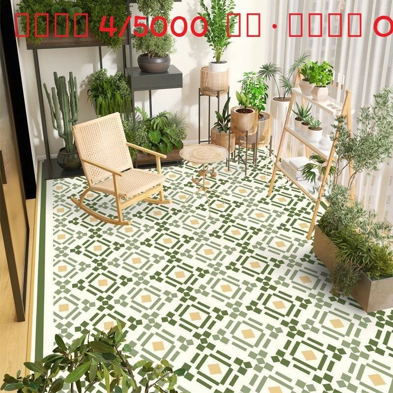 Pvc водостойкое нескользящее покрытие для пола для кухни и балкона с моющимся материалом и современным стилем monet зеленый 40x60см