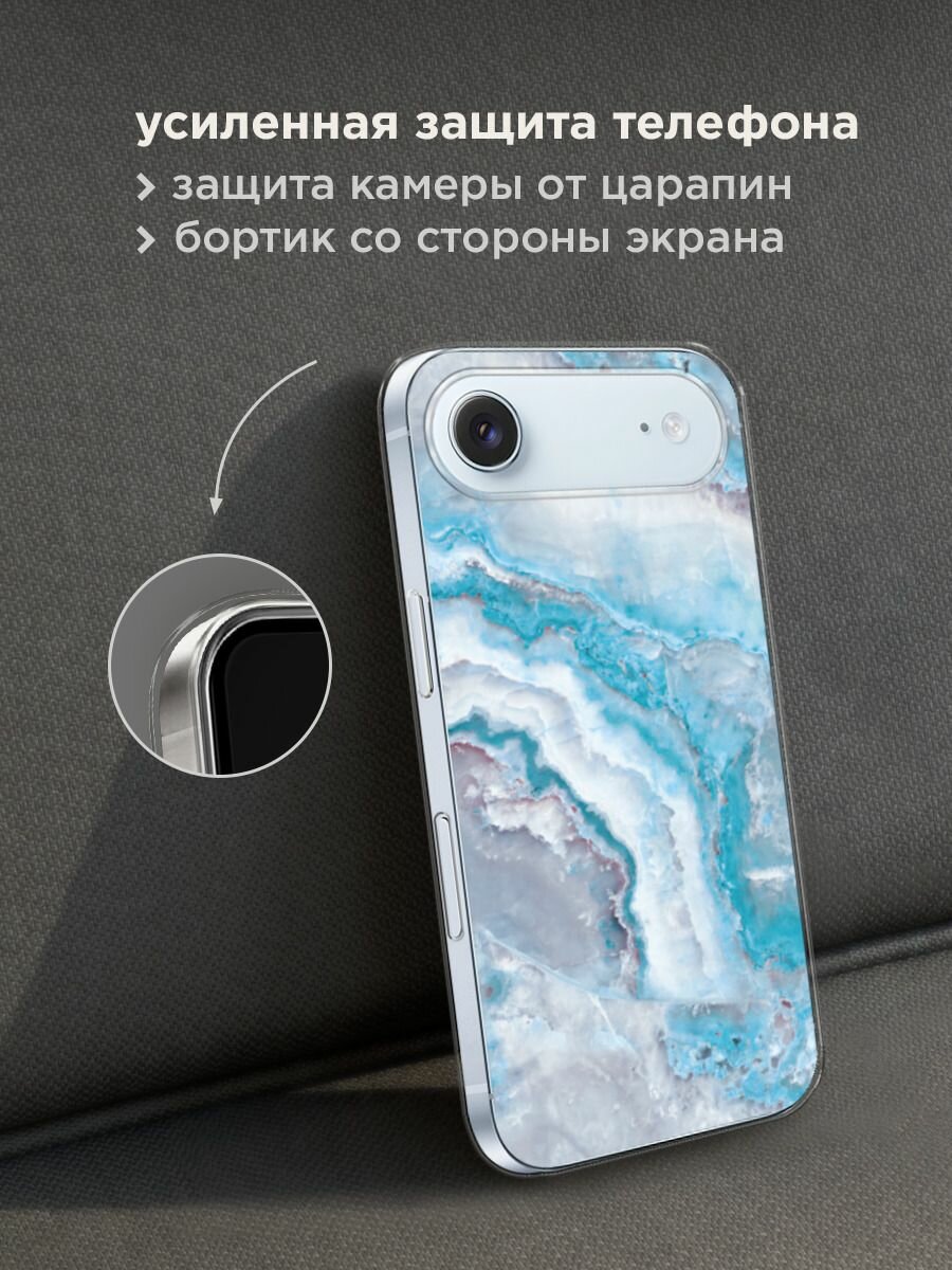Чехол на Apple iPhone Air / Айфон Айр с принтом "Нежно-голубой мрамор" — фото 1