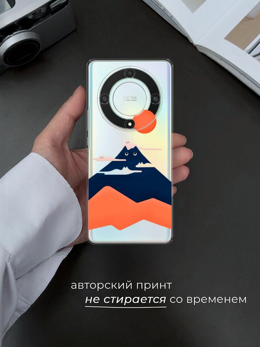Чехол на Honor X9A / Хонор X9A с принтом "Кот-гора", прозрачный — фото 1