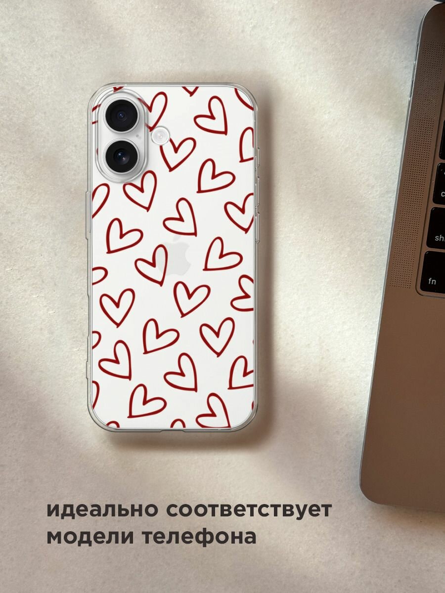Чехол на Apple iPhone 17 / Айфон 17 с принтом "Little hearts doodles 2 - 14 февраля", прозрачный — фото 1