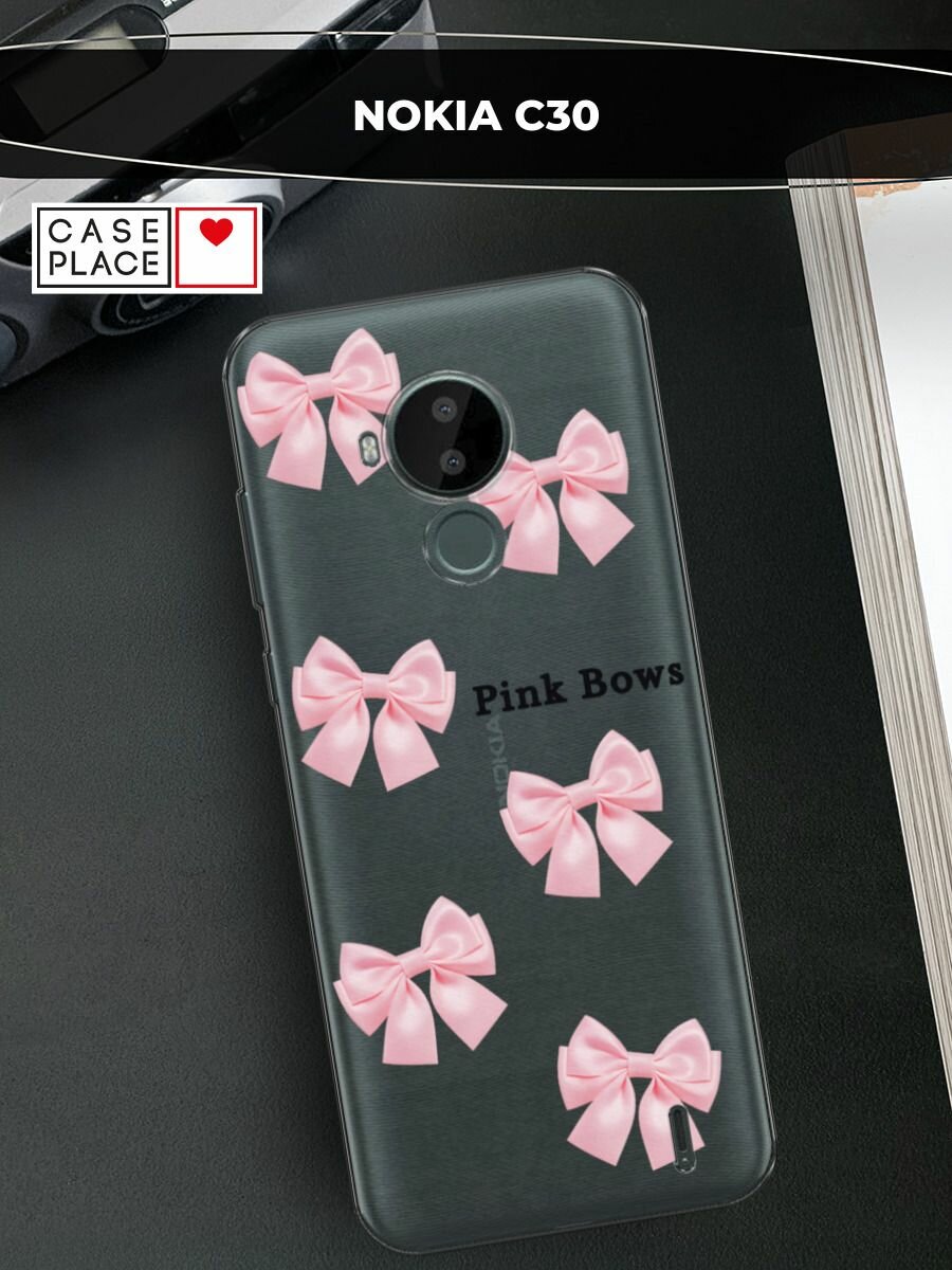 Чехол на Nokia C30 / Нокия C30 с принтом "Pink Bows", прозрачный
