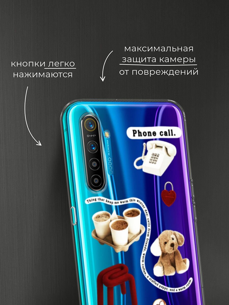 Чехол на Realme XT / Реалми XT с принтом "Phone call", прозрачный — фото 1