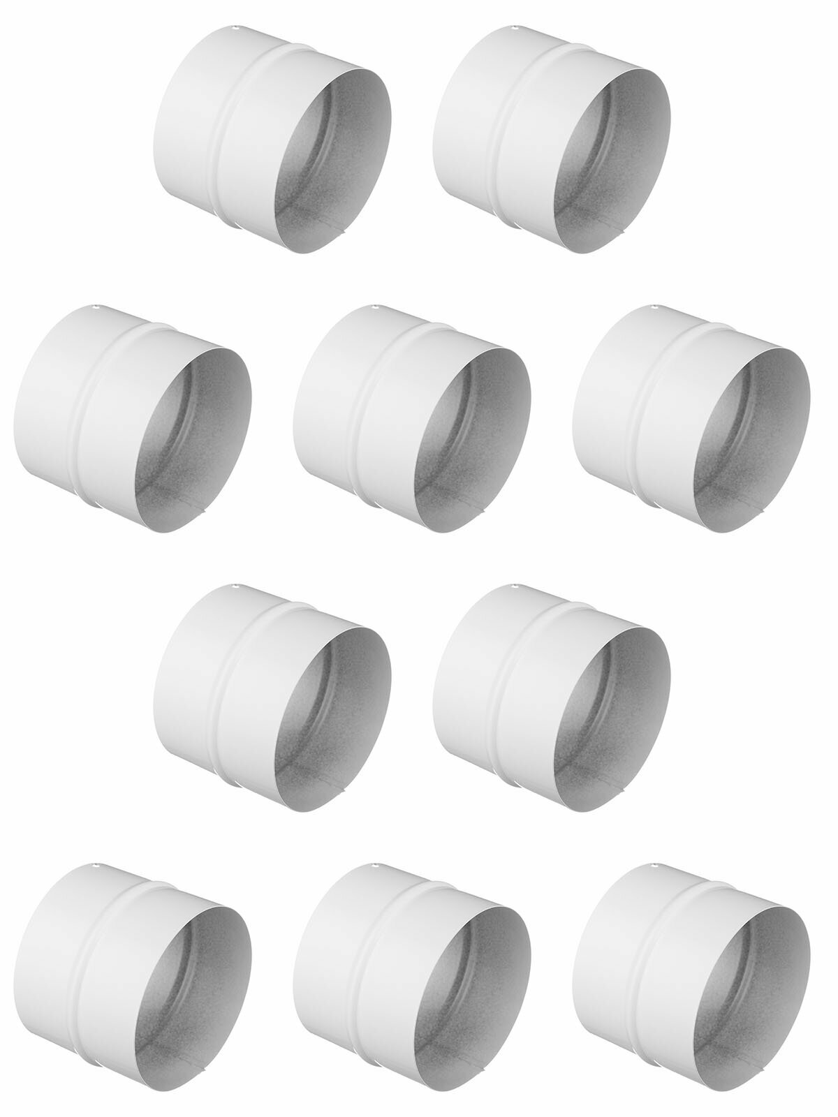 Соединитель для круглых воздуховодов d100 мм стальной белый (10 шт.)