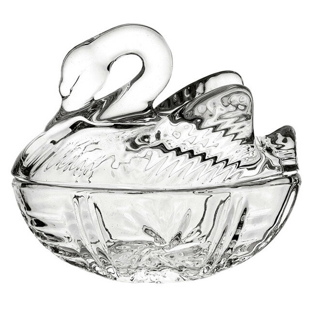 Конфетница коралл "Лебедь", 13.5х9 см, с крышкой, стекло, прозрачная